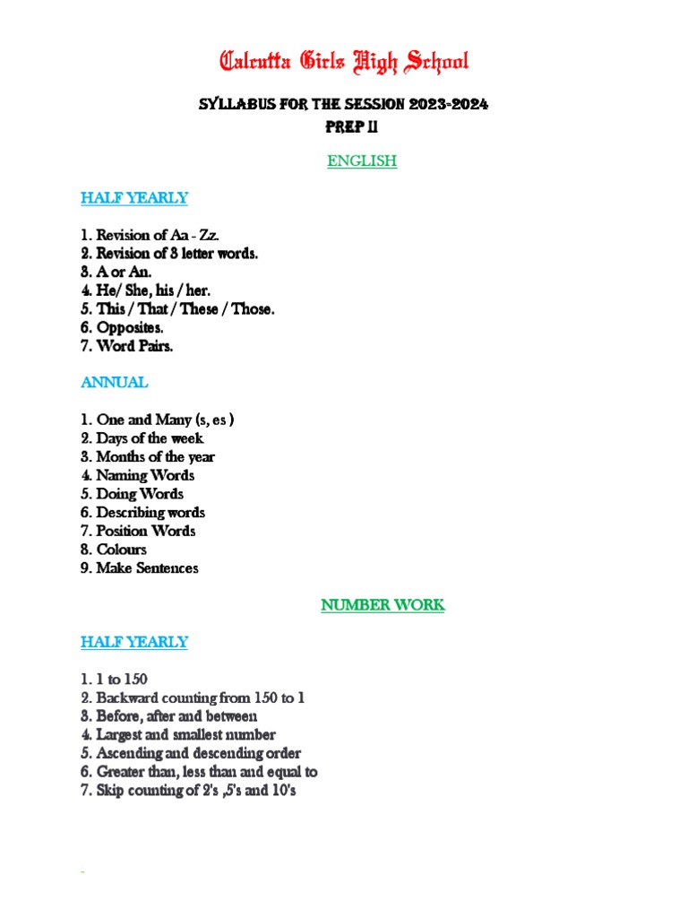 Prep Ii 2023 2024 | PDF