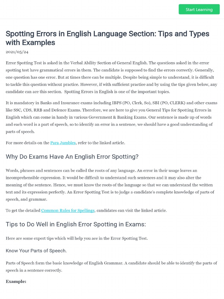 English Grammar Error Spotting 2792c917 | PDF
