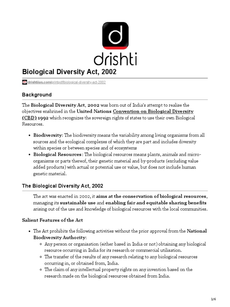 Biological Diversity Act 2002 | PDF
