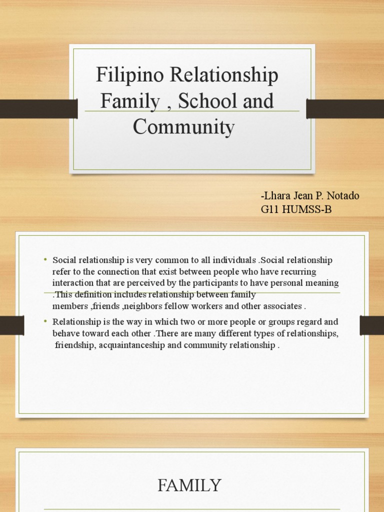 Filipino Relationship Family School and Community | PDF