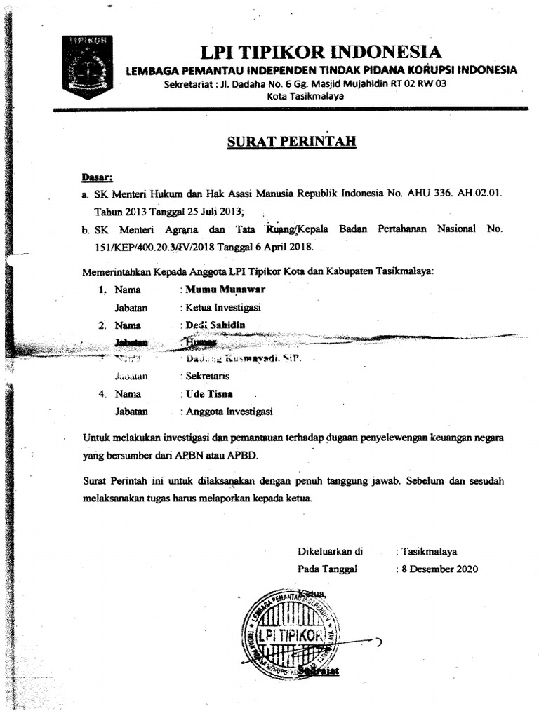 Lpi Tipikor 005 - 1 - SK - Lpi-Dpp - Viii - 2020 | PDF