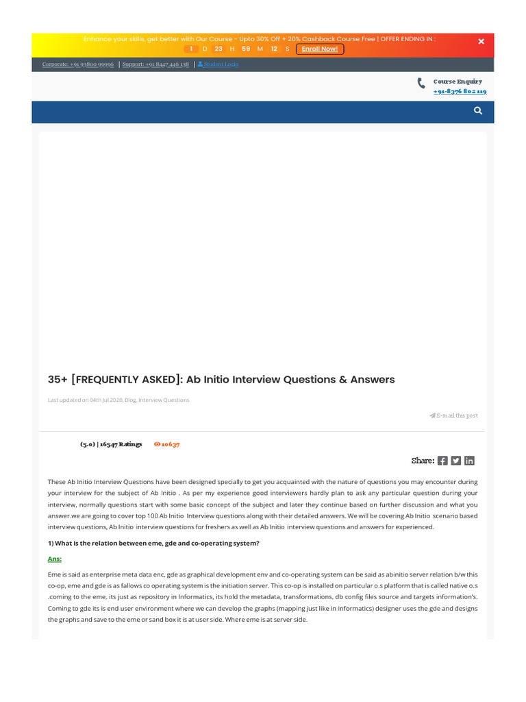 135+ (FREQUENTLY ASKED) - Ab Initio Interview Questions & Answers | PDF | Parameter (Computer ...