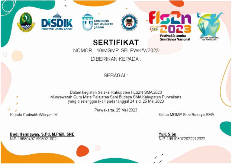 Sertifikat FLS2N SMA Purwakarta 2023 | PDF