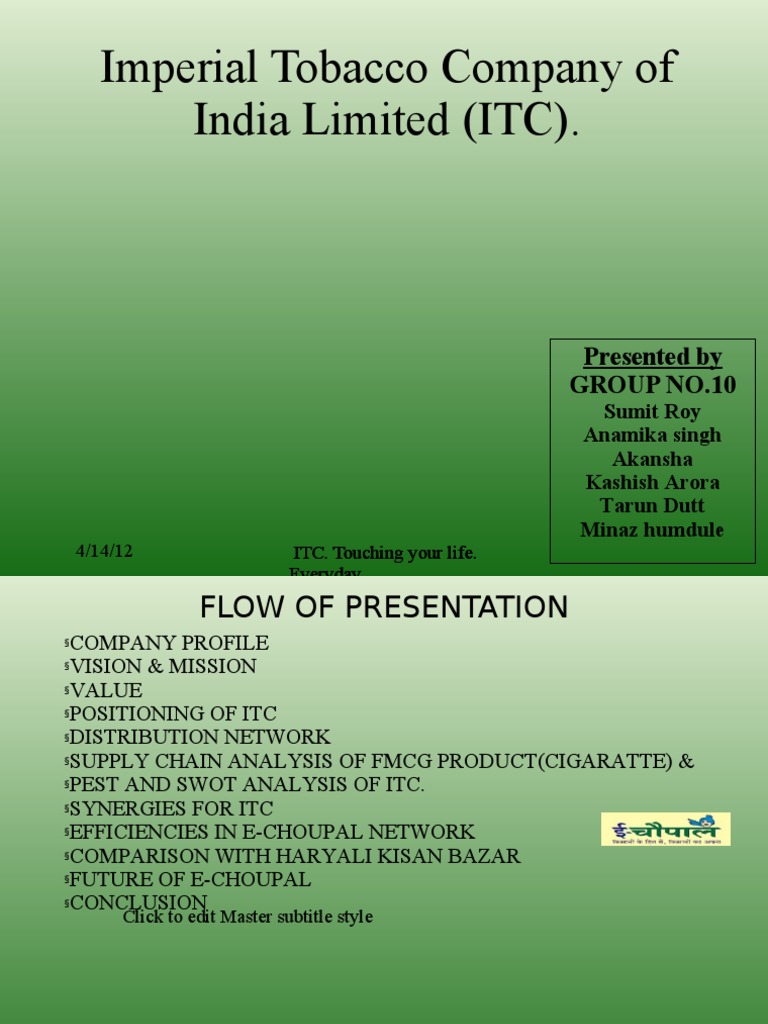 ITC: Vision, Mission, and Market Insights | PDF | Cigarette | Supply Chain