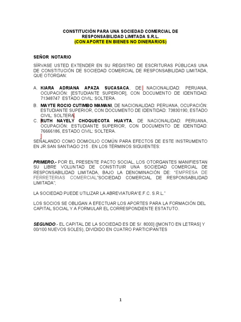 Formato de Minuta EMPRESAS | PDF | Conceptos legales | Business