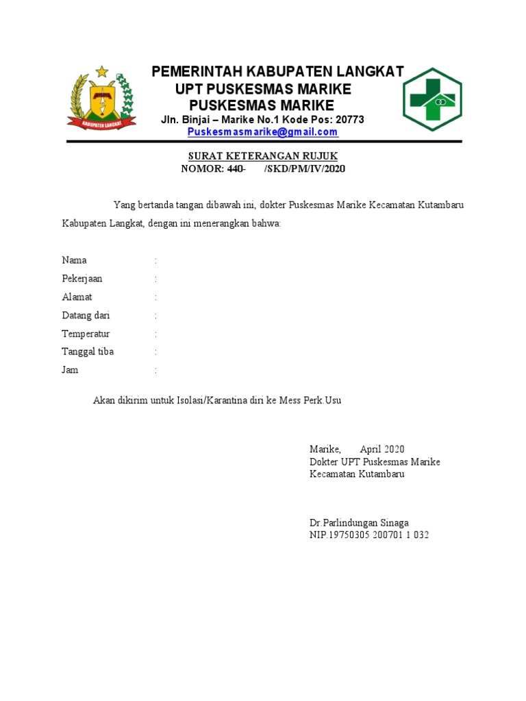 Surat Keterangan Rujuk Covid 19 | PDF