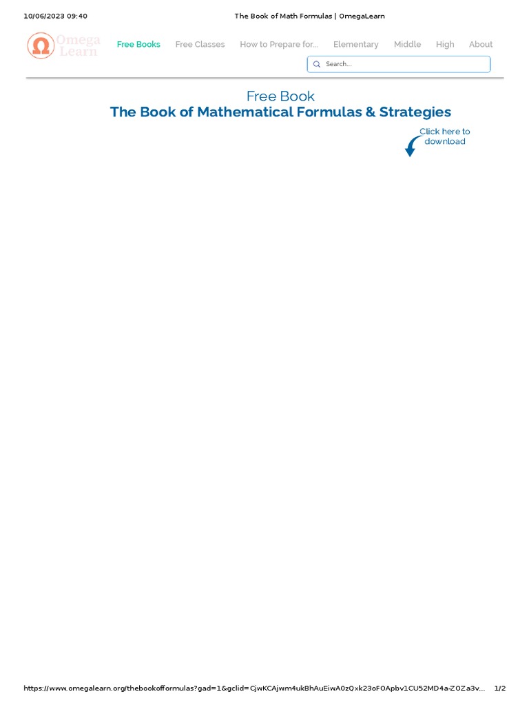 Essential Math Formulas Guide | PDF | Teaching Methods & Materials