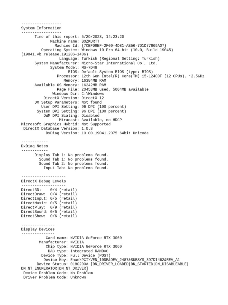 DX Diag | PDF | Device Driver | System Software