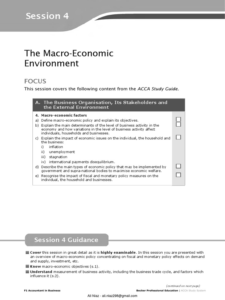F1-04 The Macro-Economic Environment | PDF | Unemployment | Recession