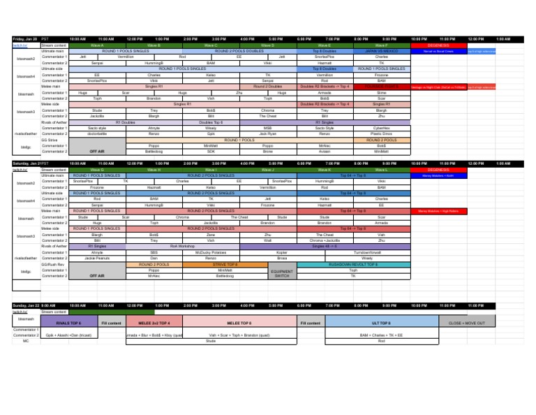 Genesis 9 EVENT SCHEDULE - Stream SCHEDULE | PDF