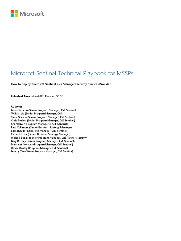Microsoft Sentinel Playbook for MSSPs | PDF