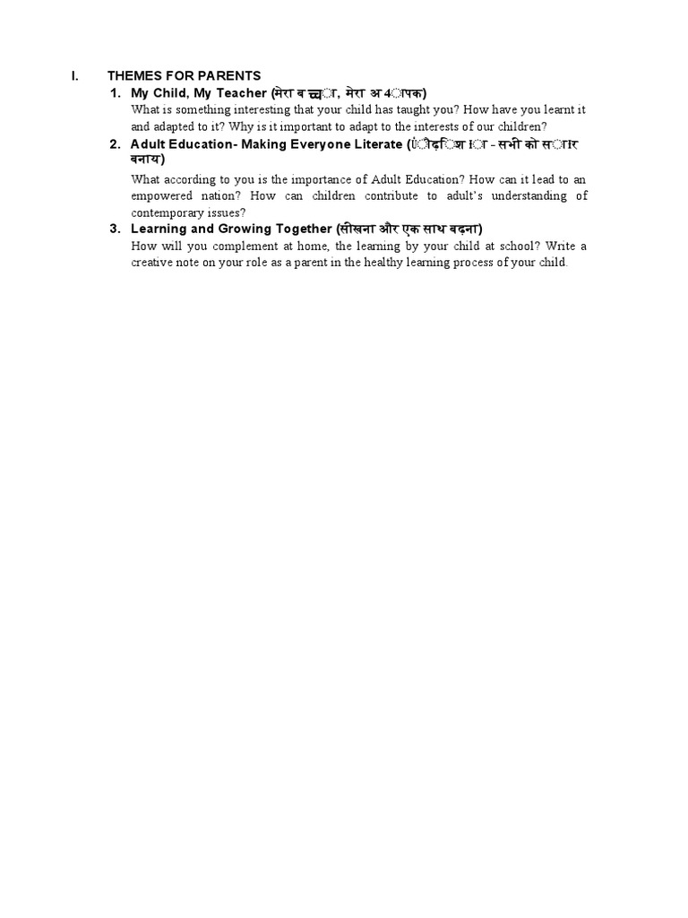 Parenting Themes for Child Development | PDF