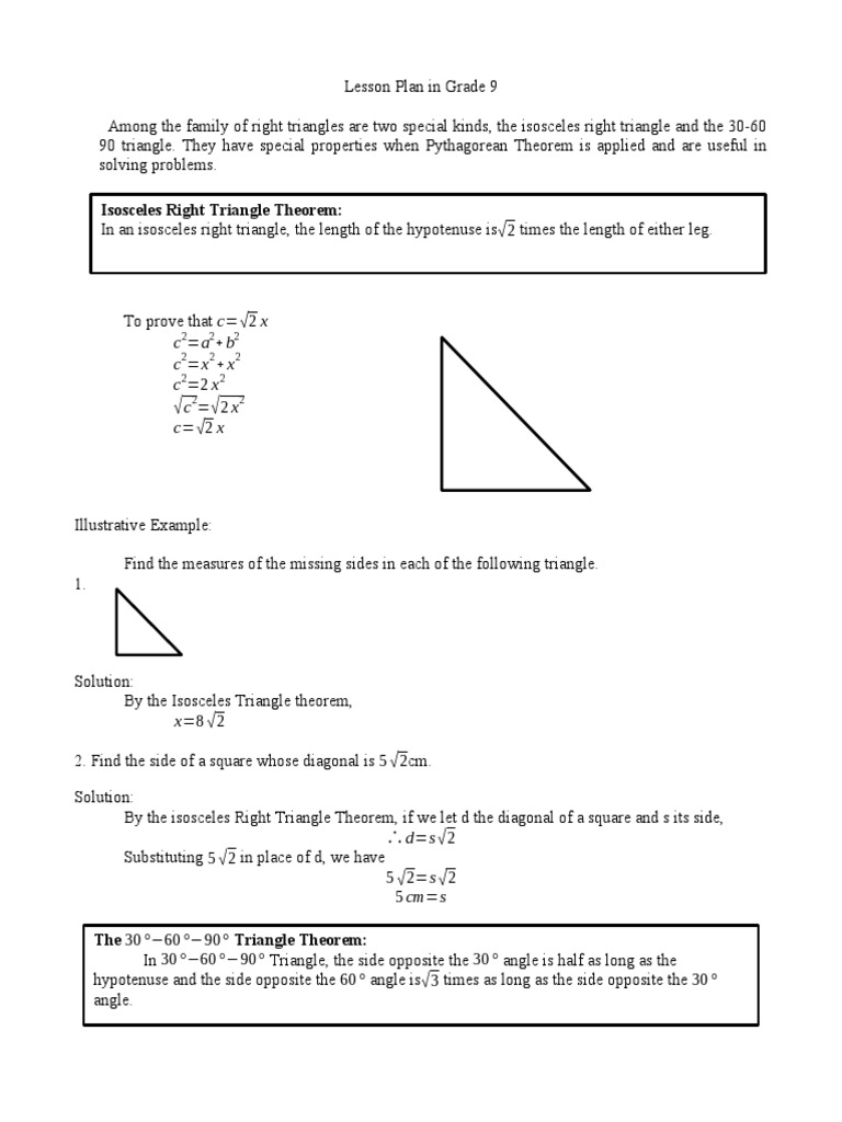 Special Right Triangles Pdf Triangle Mathematics