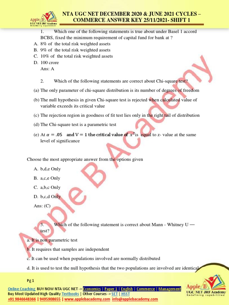 NTA UGC NET DECEMBER 2020 JUNE 2021 CYCLES - COMMERCE ANSWER KEY 25 11 ...