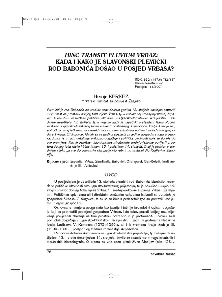 HRVOJE KEKEZ_HINC TRANSIT FLUVIUM VRBAZ- KADA I KAKO JE SLAVONSKI ...