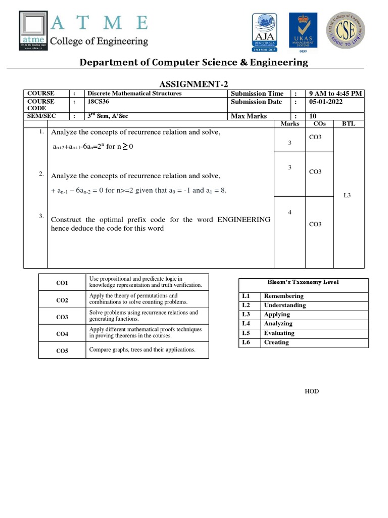 Dms Assignment 2 Pdf Discrete Mathematics Applied Mathematics