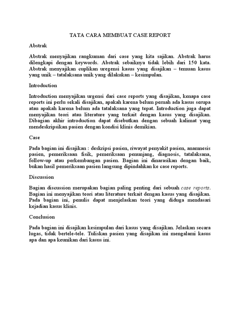 TATA CARA MEMBUAT CASE REPORT | PDF