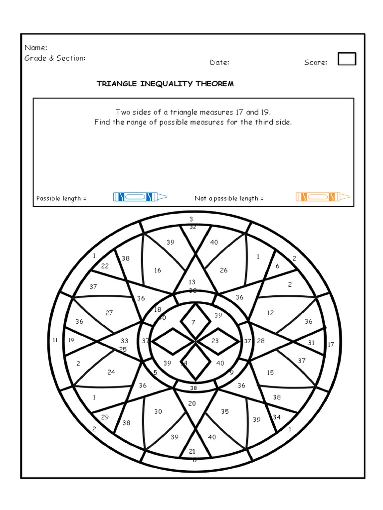 Triangle Inequality Theorem Worksheet | PDF | Triangle | Mathematics
