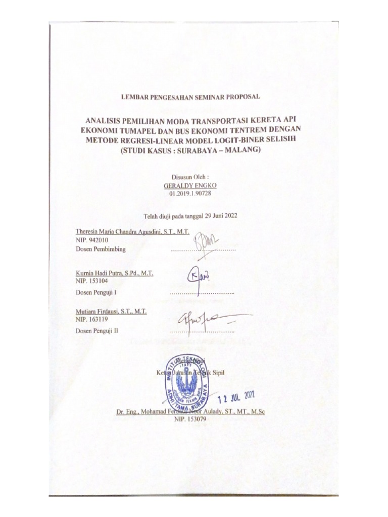 LEMBAR PENGESAHAN SEMINAR PROPOSAL | PDF