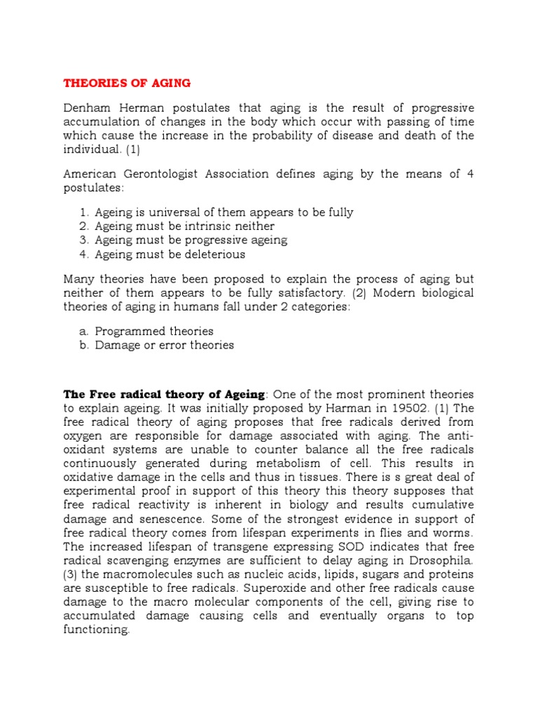 Theories of Aging and Age Considerations For Exercise | PDF | Self-Improvement | Wellness