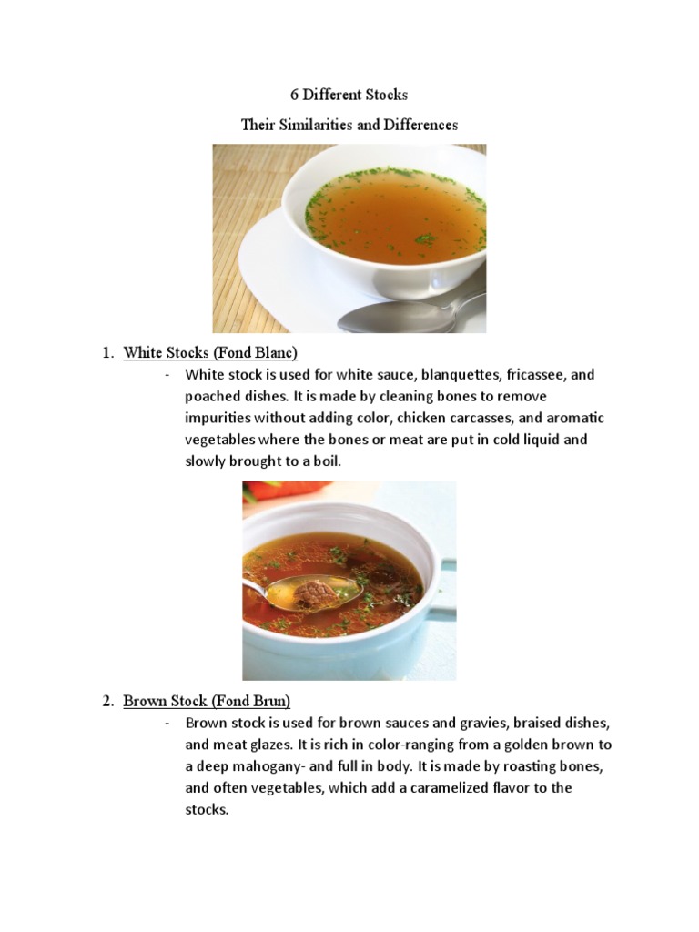6 Different Stocks | PDF | Stock (Food) | Cooking