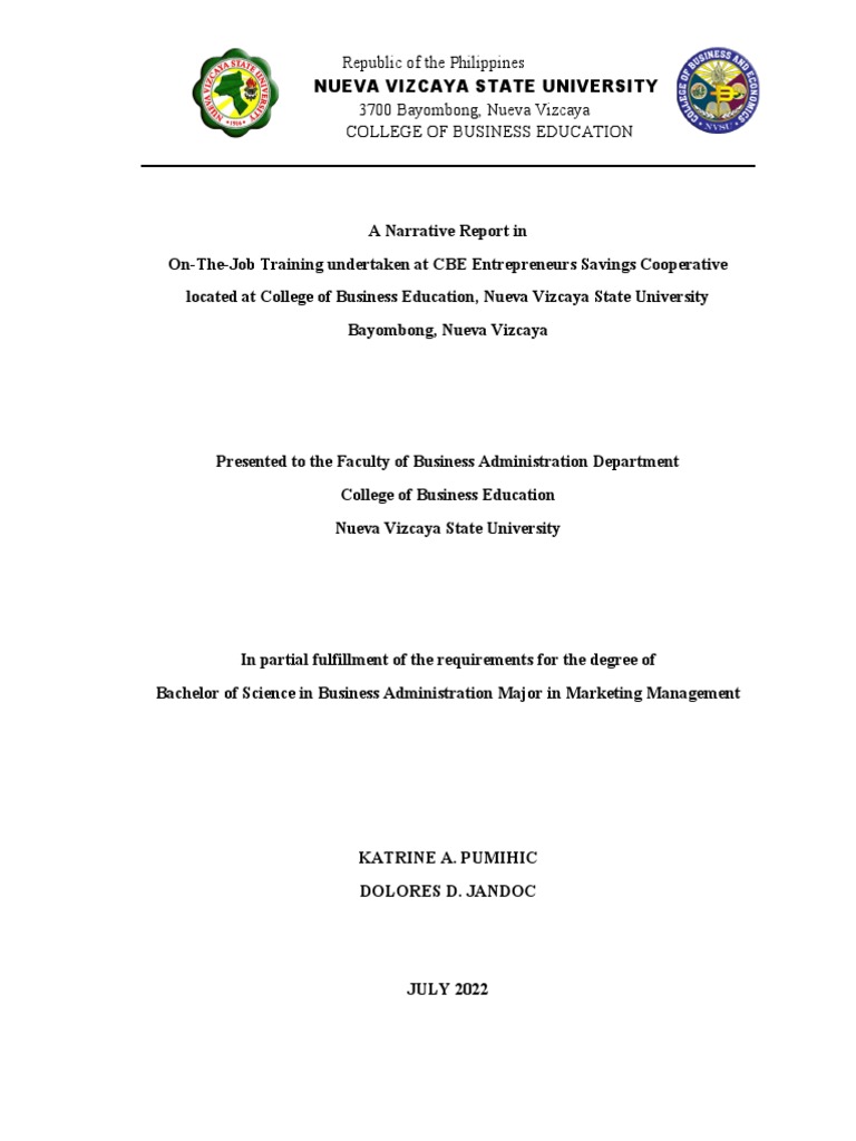 Final Narrative Report Format MM | PDF