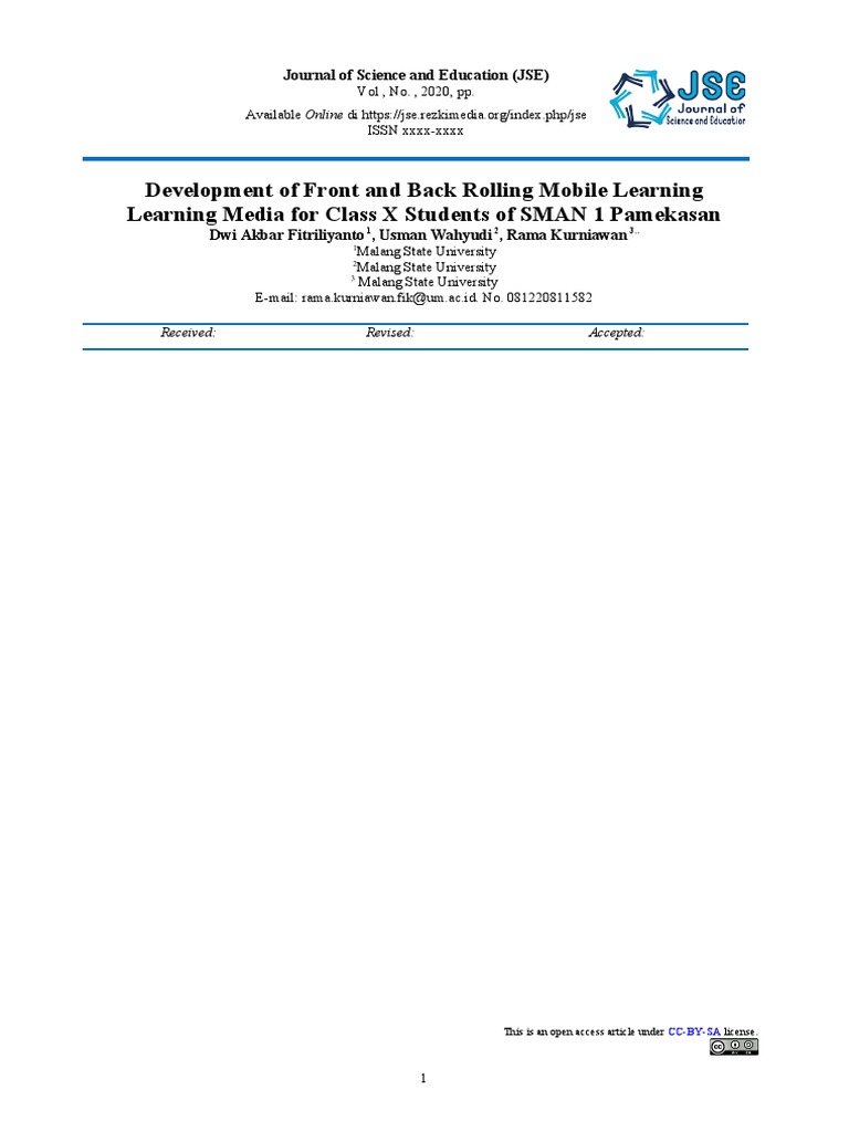 Development of Front and Back Rolling Mobile Learning Learning Media For Class X Students of ...