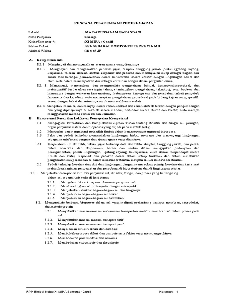 1.RPP Sel | PDF | Ilmu Sosial | Sains & Matematika