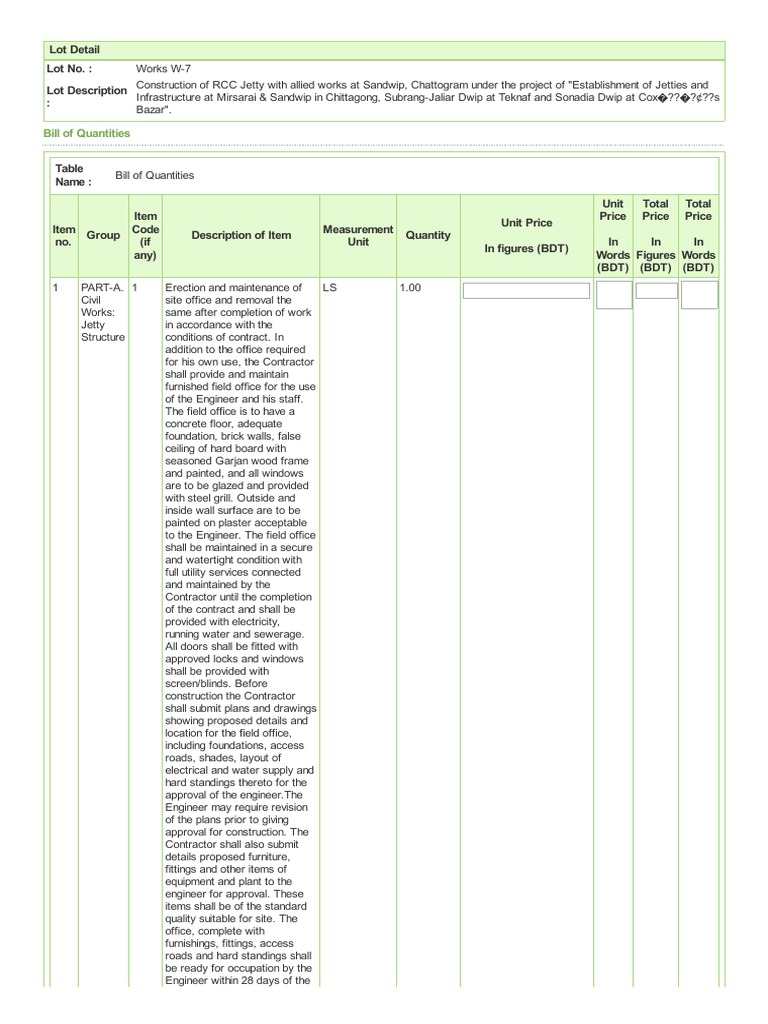 Section6 - Bill of Quantities | PDF | Concrete | Deep Foundation