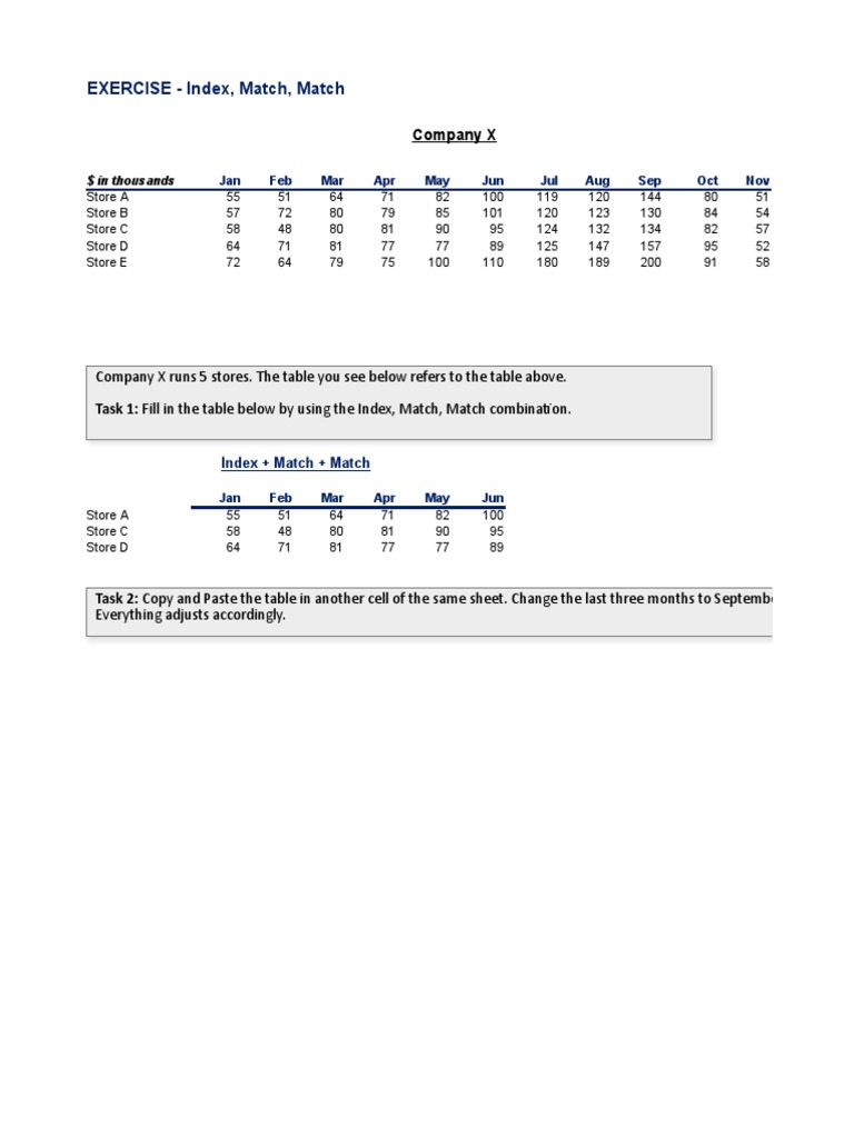 59.+exercise Index Match Match Unsolved | PDF