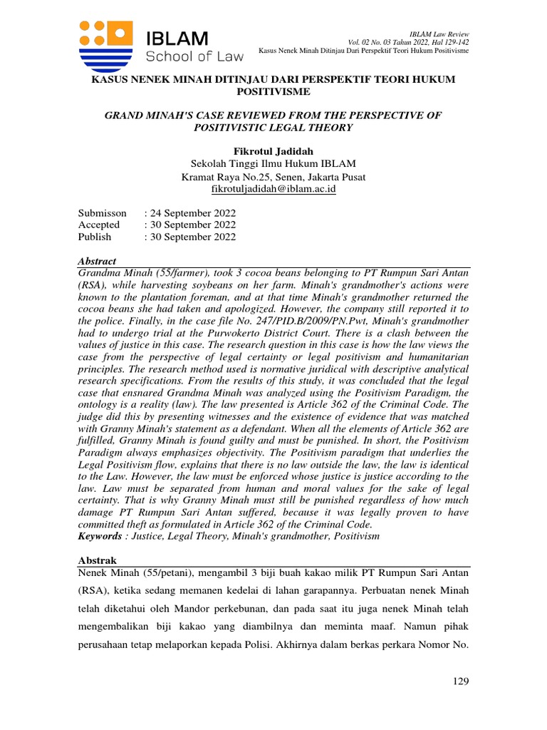 JURNAL - Fikrotul Jadidah 129-142 | PDF | Positivism | Justice