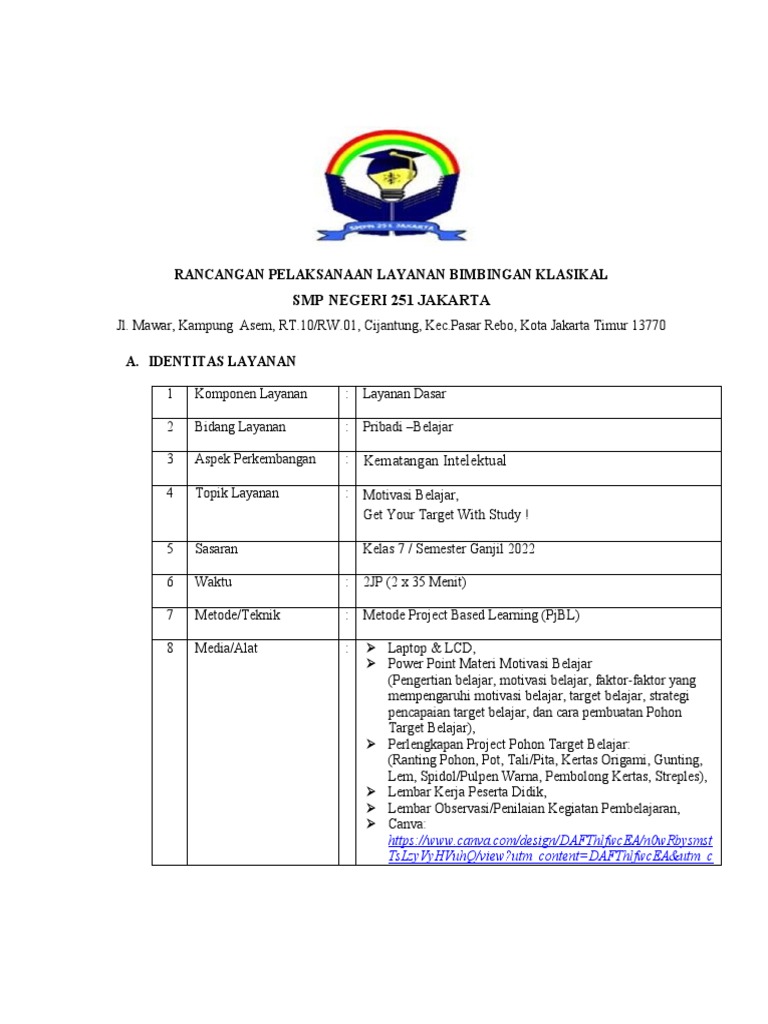 RPL Bimbingan Klasikal PJBL | PDF