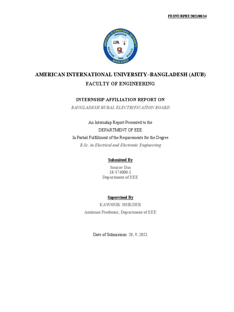 Internship Report Sourav Das | PDF | Transformer | Electrical Engineering