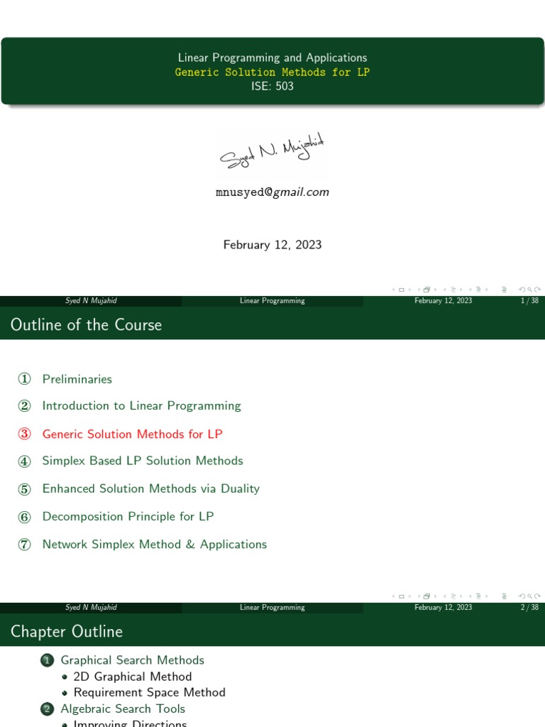 Generic Solution Methods For LP | PDF | Linear Programming ...