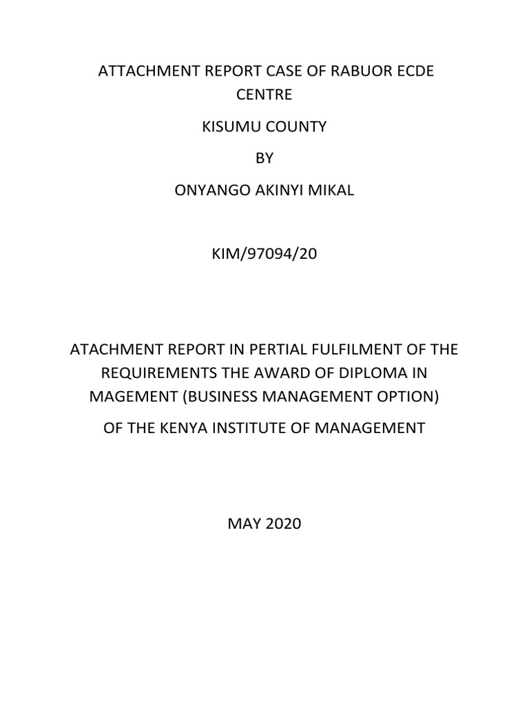 Attachment Report Case of Rabuor Ecde Centre | PDF | Cognition ...