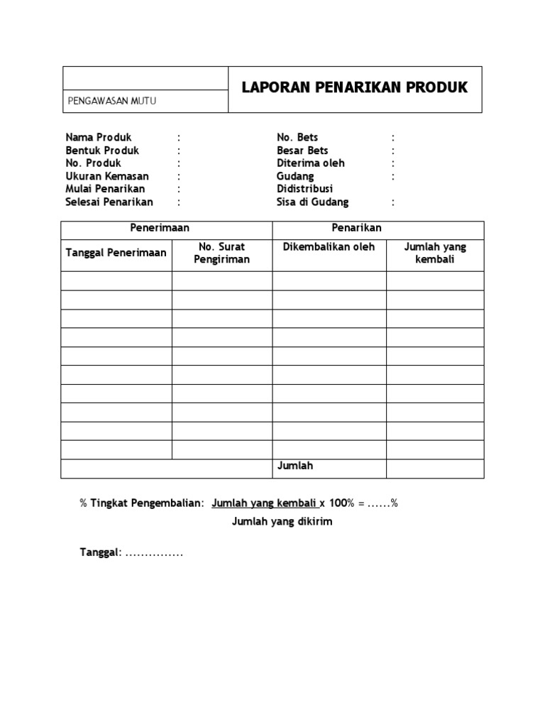 Laporan Penarikan Produk | PDF