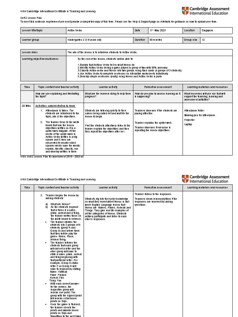 My Lesson Plan Unit 2 | PDF | Lesson Plan | Teachers
