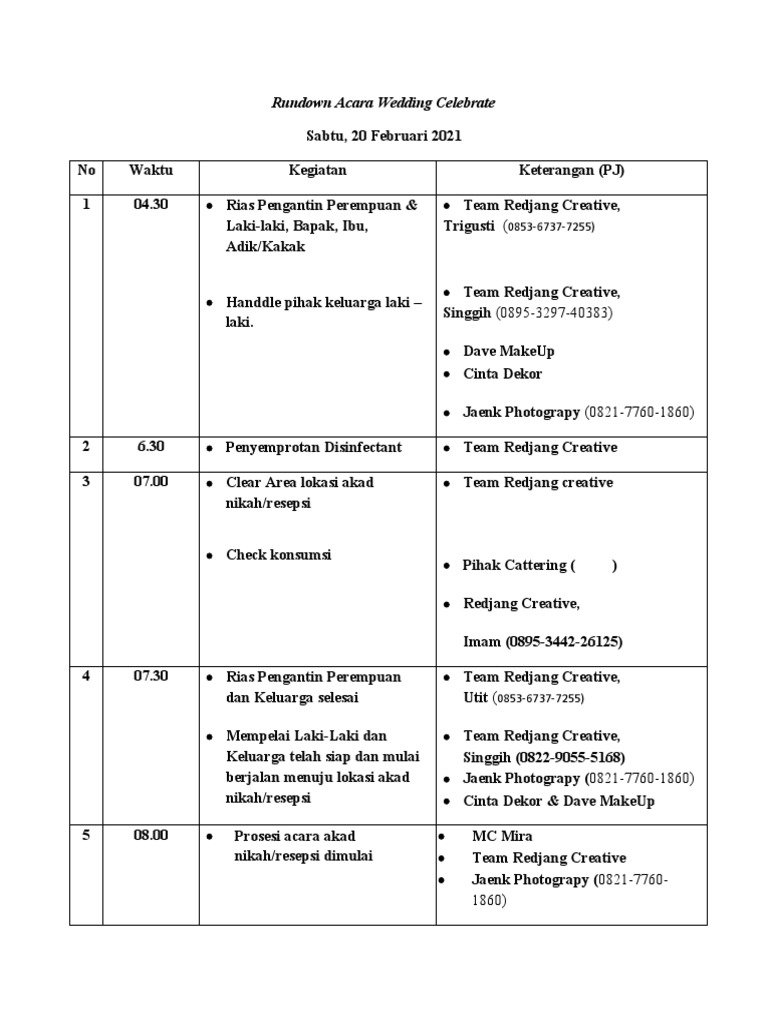 Rundown Acara Wedding Celebrate-2 | PDF