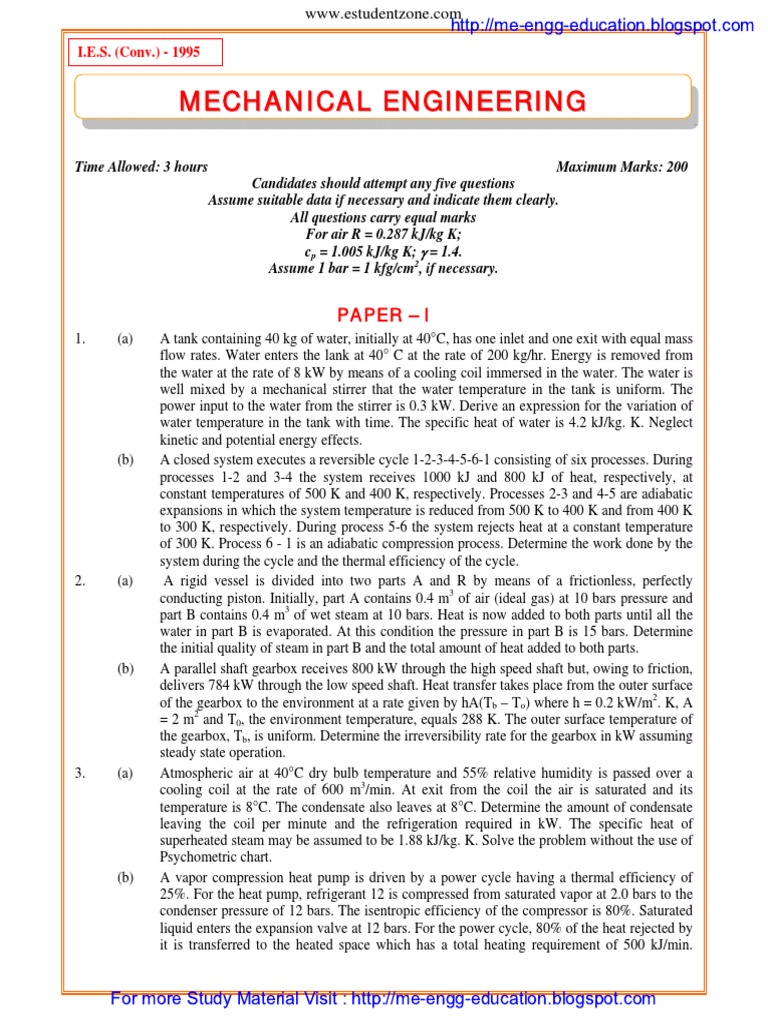 IES 1995 - CONV - Edited | PDF | Heat Exchanger | Mechanical Engineering