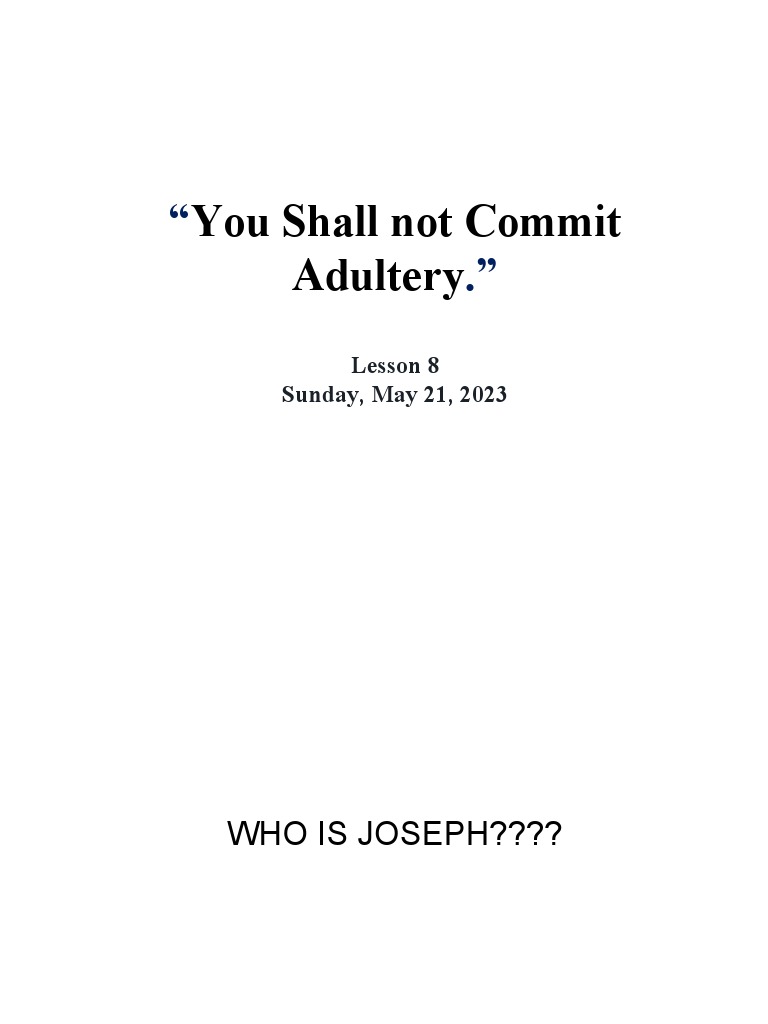 You Shall Not Commit Adultery | PDF