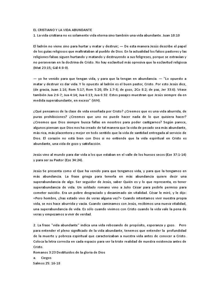 El Cristiano y La Vida Abundante | PDF