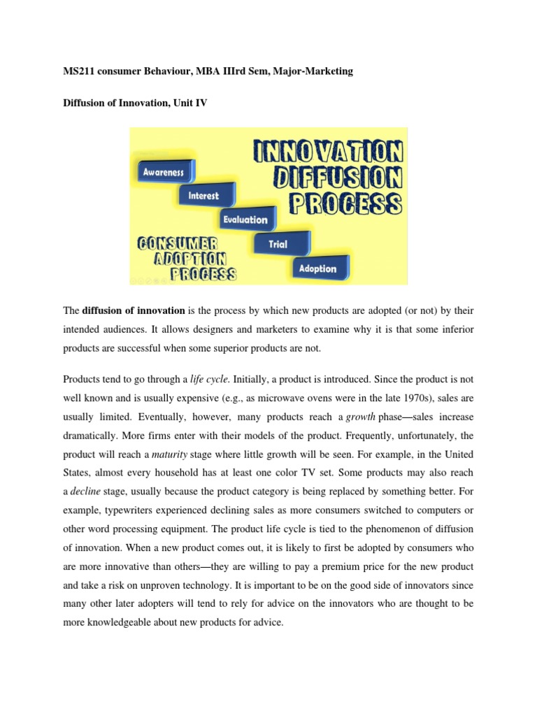 Diffusion of Innovation in Marketing | PDF | Consumer Behaviour | Behavior