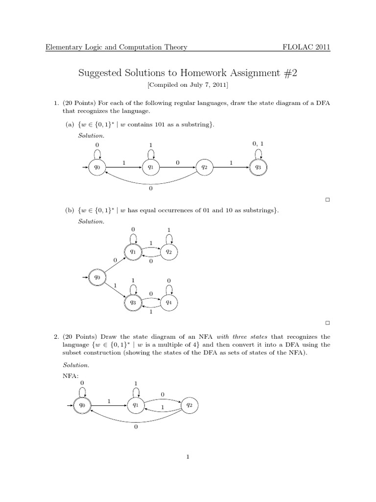 Logic Computation Theory Hw2s | PDF | Formal Methods | Models Of Computation