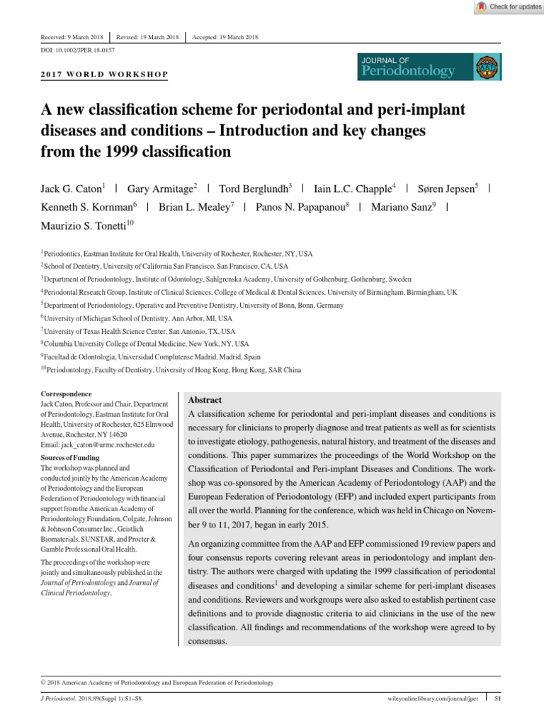 Journal of Periodontology - 2018 - Caton - A New Classification Scheme ...