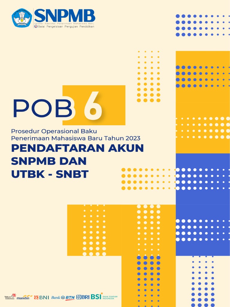 Buku 6 Pob Pendaftaran Akun SNPMB Dan Utbk-Snbt SNPMB 2023 | PDF