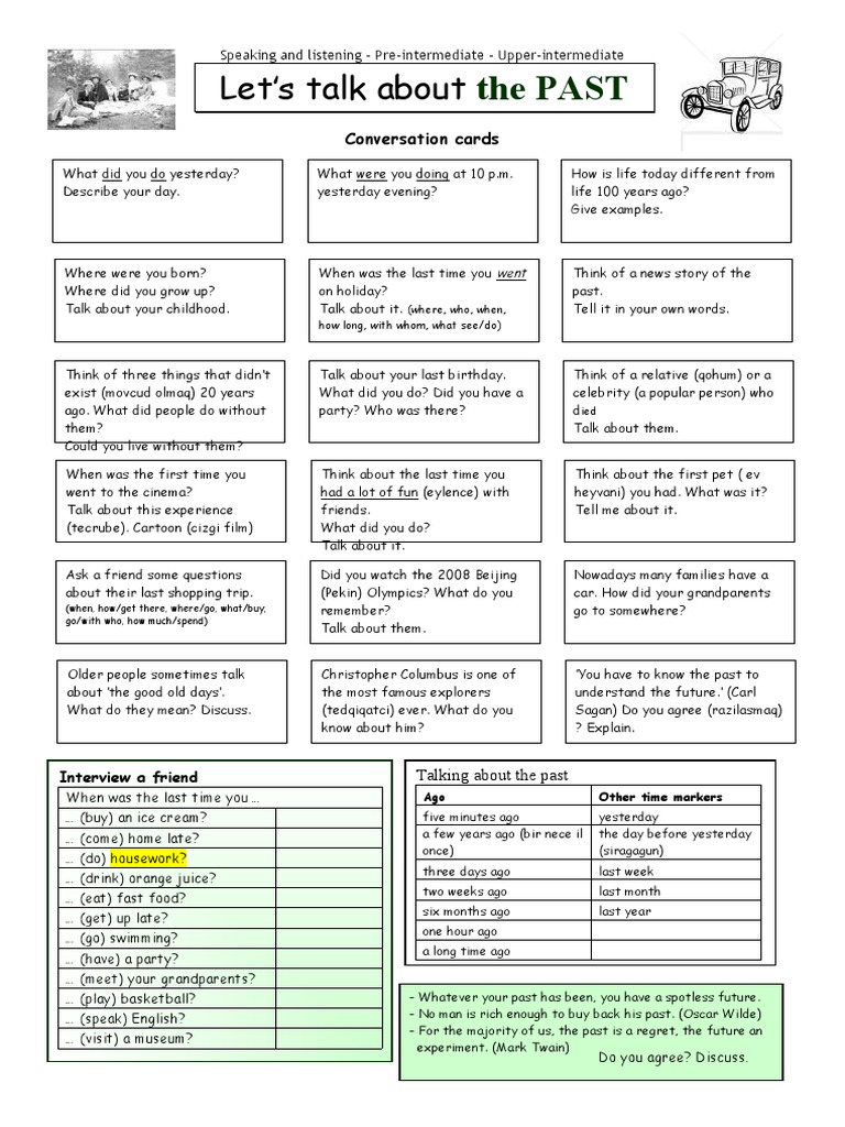 Lets Talk About The Past Fun Activities Games - 4319 | PDF