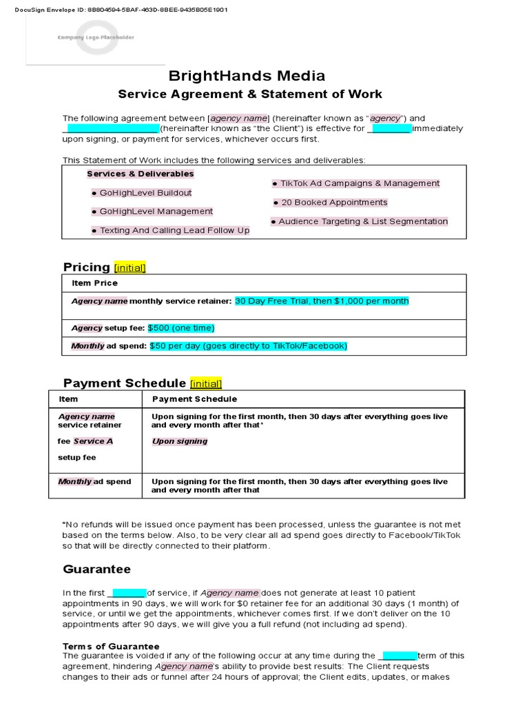 Complete With DocuSign SMMA Contract Templat | PDF | Credit Card ...