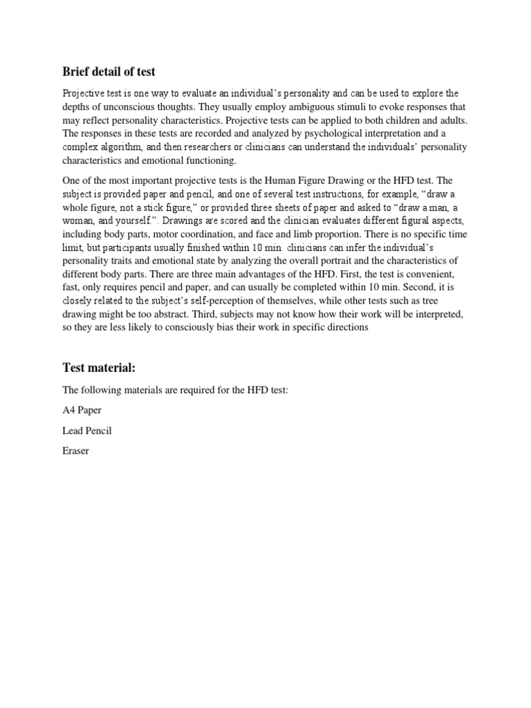 Projective Test Is One Way To Evaluate An Individual's Perso | PDF ...