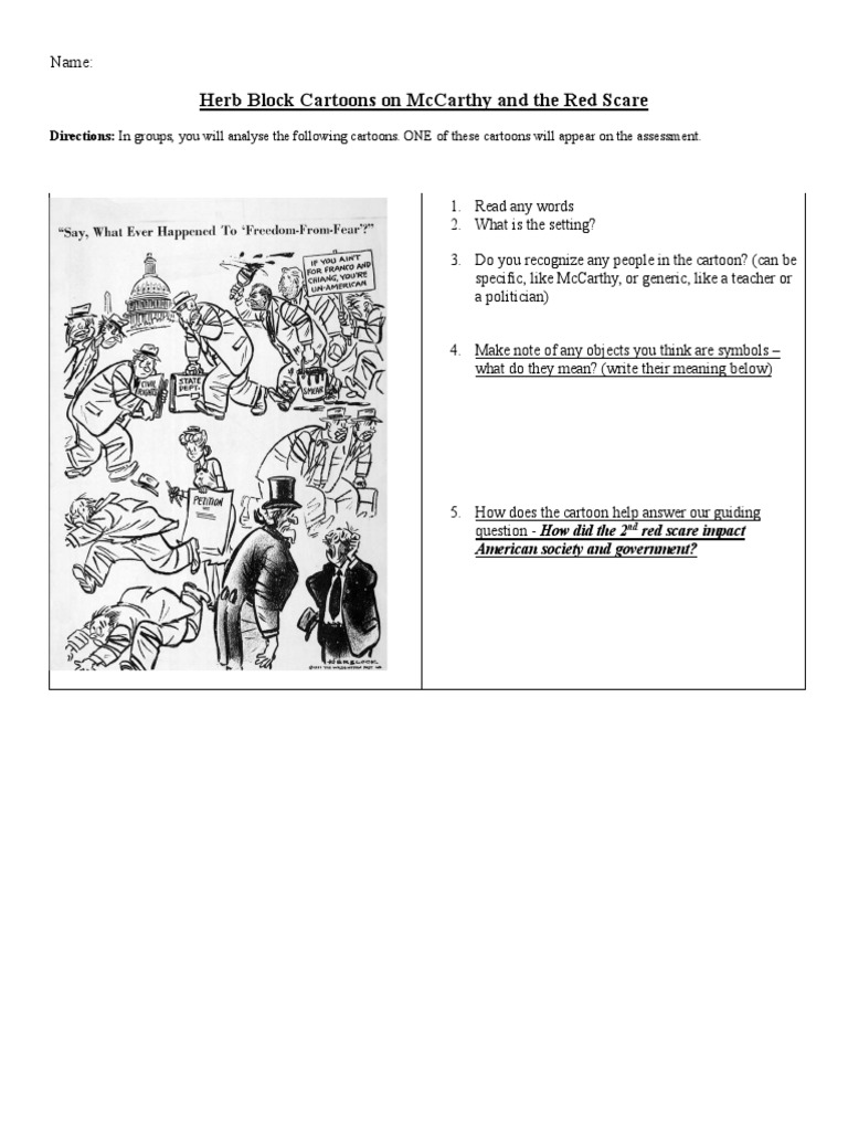 McCarthy Cartoon (Herblock) Lesson | PDF | Political Theories | Soviet ...