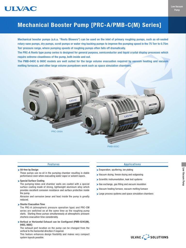 Oil-Free Mechanical Booster Pumps | PDF